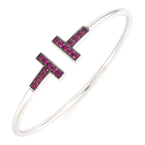 Tiffany & Co. | Bags | Tiffany T Wire Ruby Bangle White Gold | Poshmark